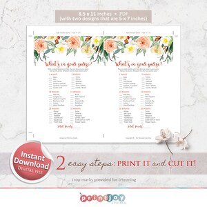 What's in Your Purse Game, Printable Baby Shower Games, Floral Baby ...