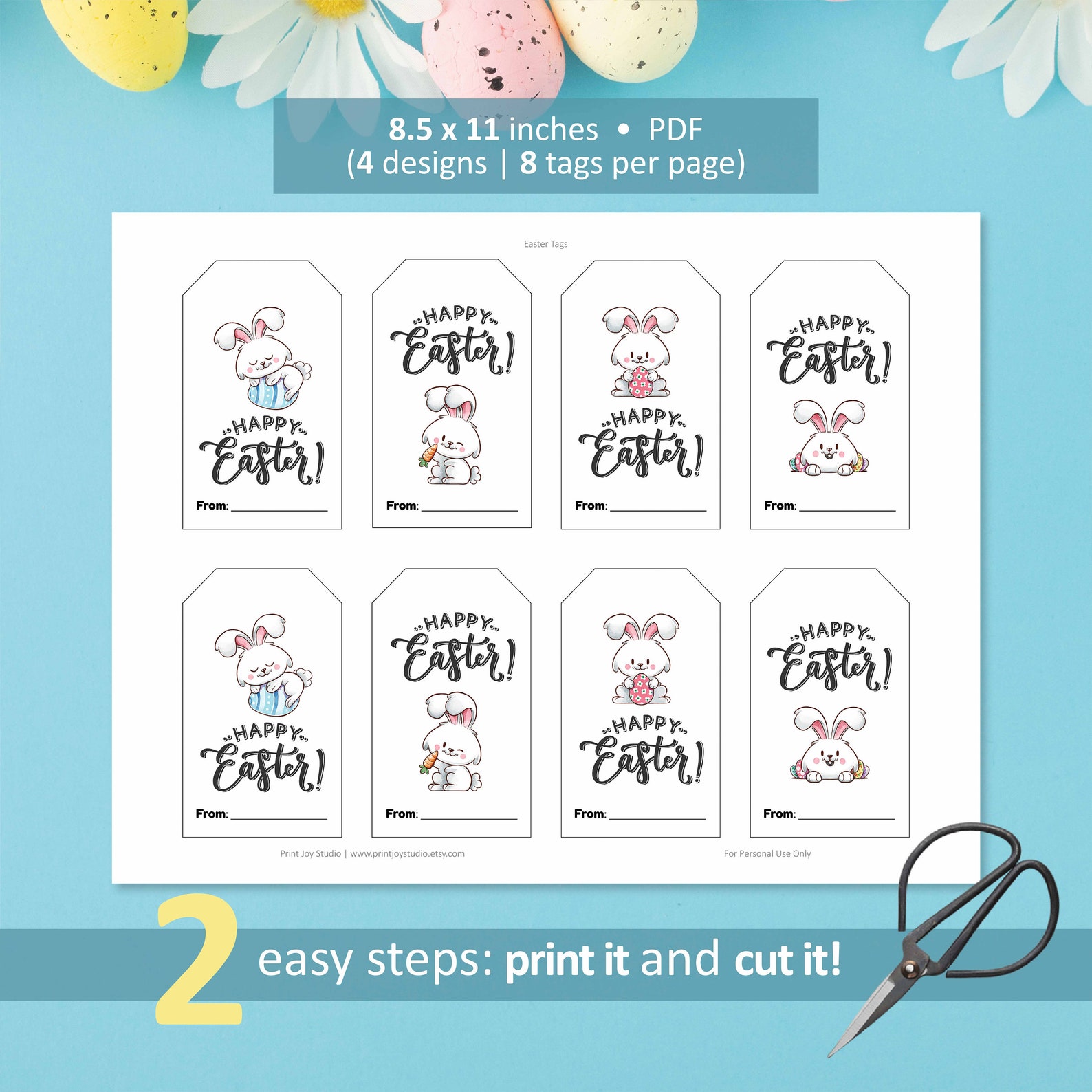 Printable Happy Easter Tags, Easter Gift Tags, Easter Basket Tags ...