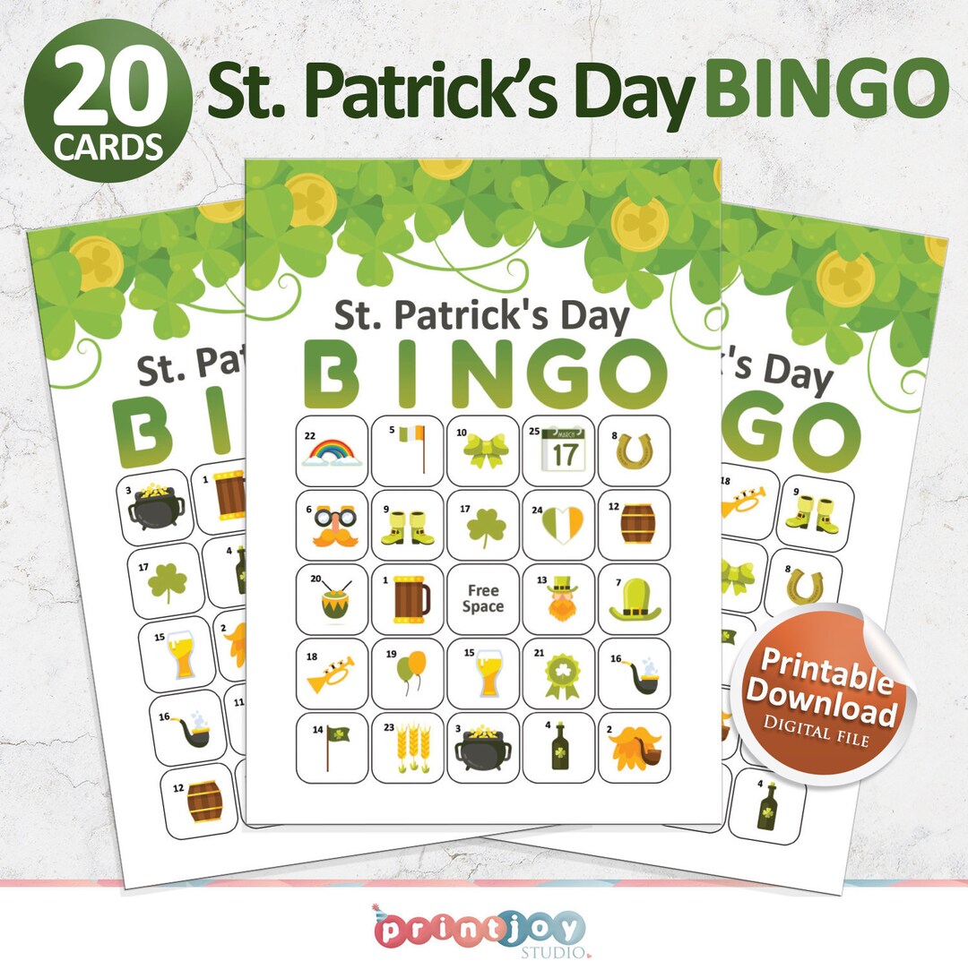 Bingo Cards for St Patricks Day, Saint Patricks Day Family Games, Kids ...