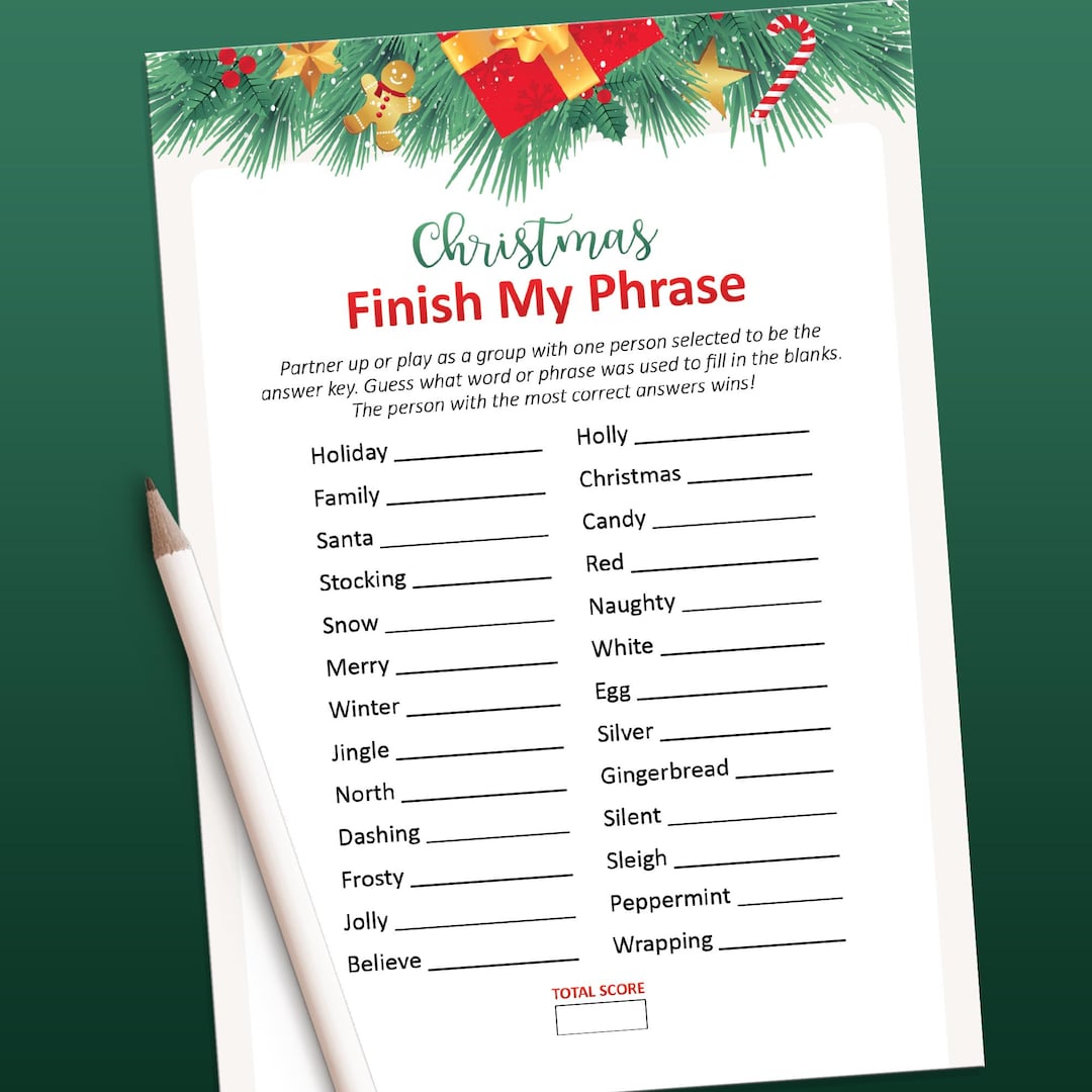 Finish My Phrase Christmas, Christmas Party Game, Christmas Finish That ...