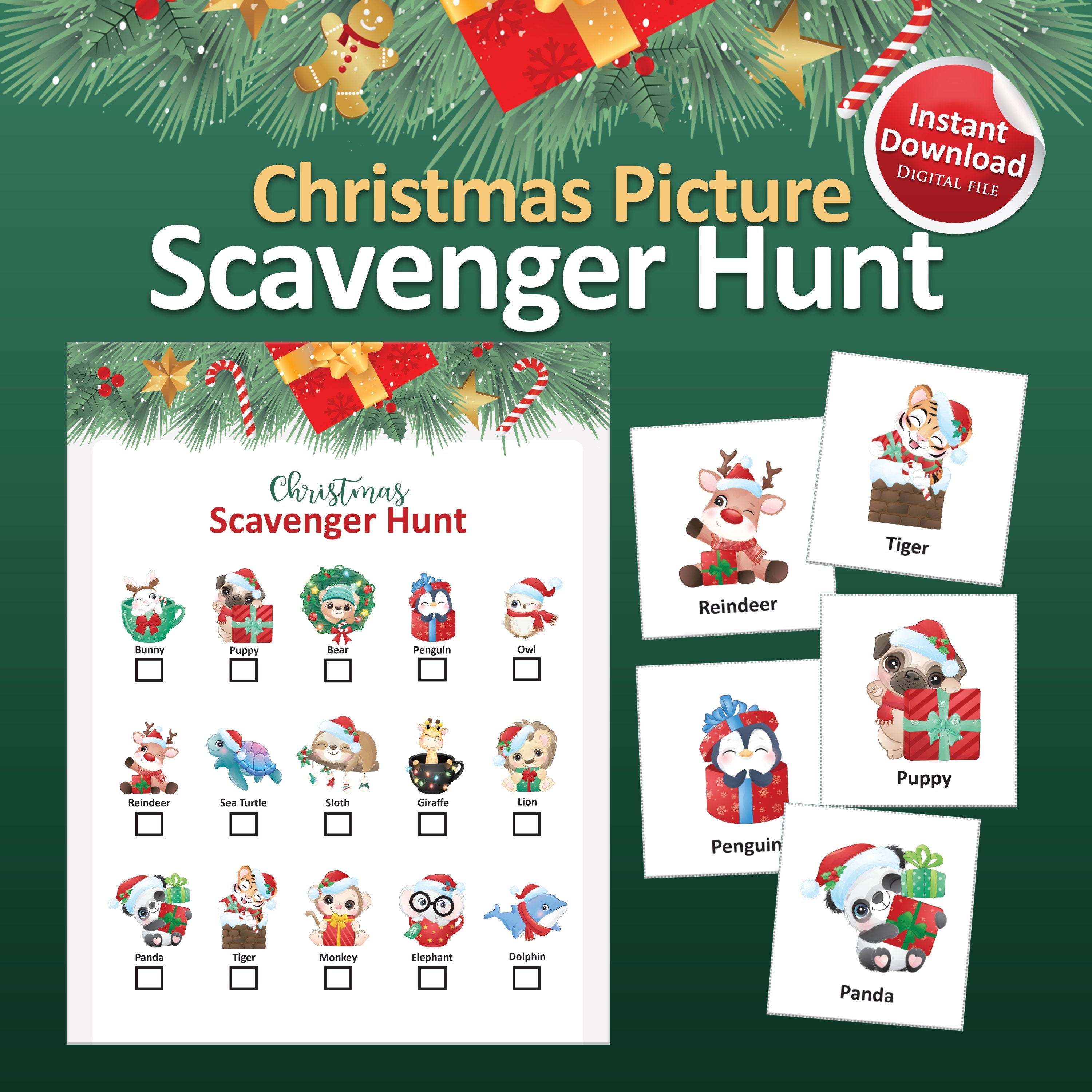 Printable Christmas Scavenger Hunt for Kids Toddler - Etsy