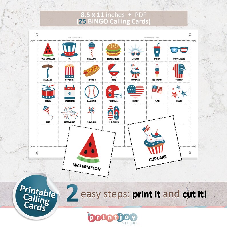 4th of July Bingo, 4th of July Printable, Family Games, Fourth of July ...