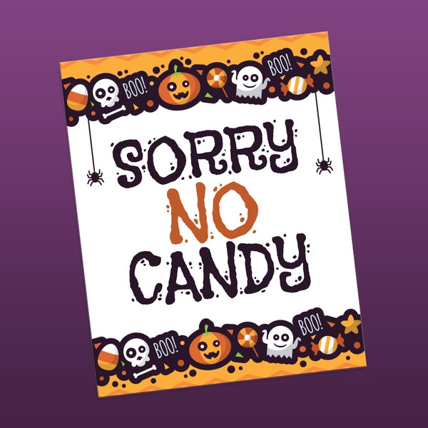 Sorry No Candy Sign - Etsy