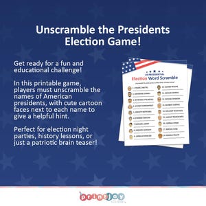 Presidential Word Scramble: A Printable Word Scramble for Election Day ...