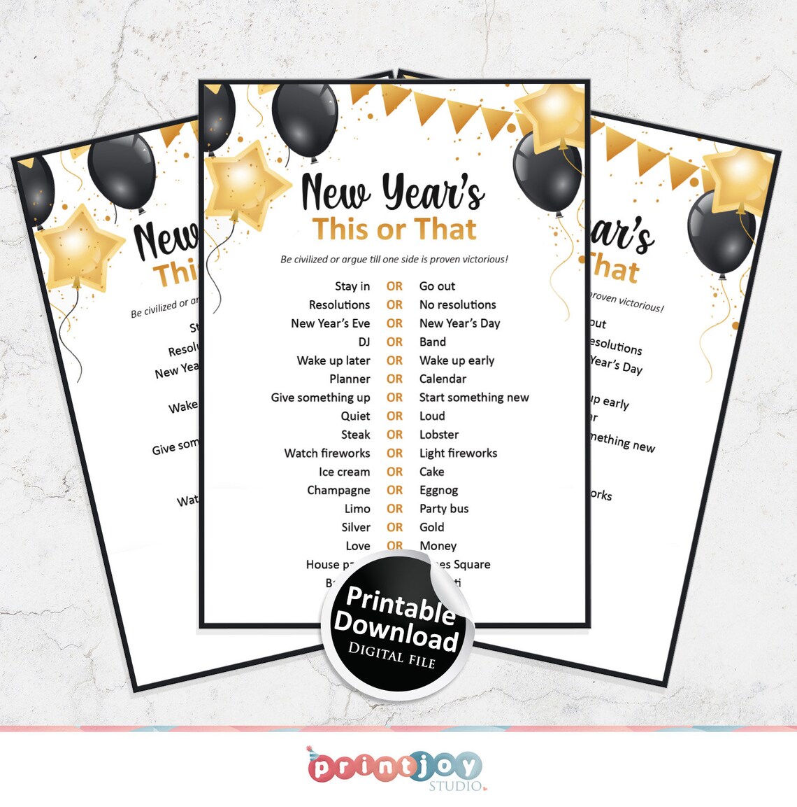 This or That Game, Would You Rather Game, This or That Template, NYE ...