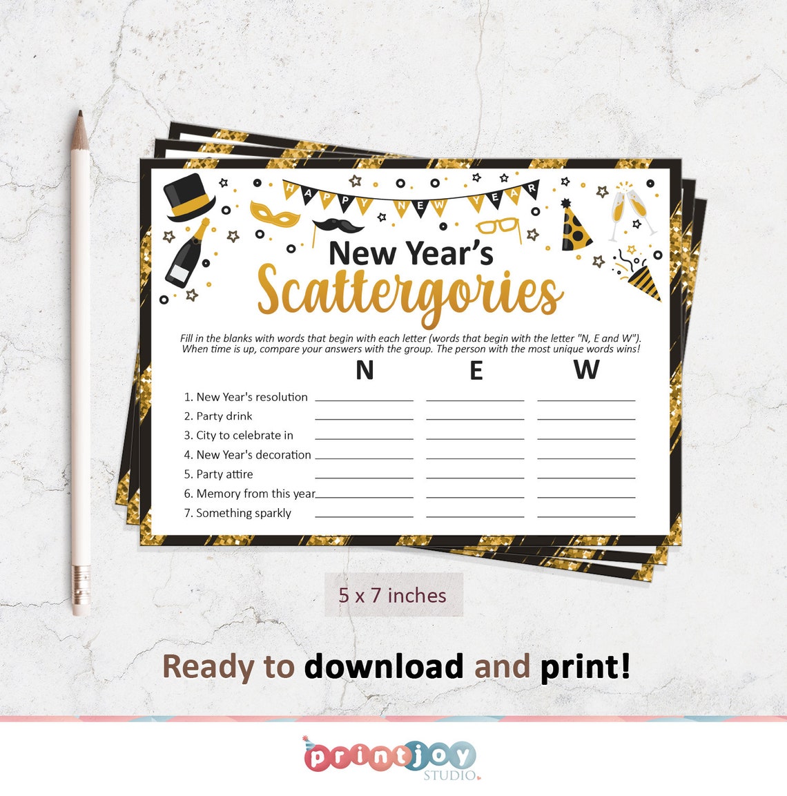 NYE Games, Scattergories Game, New Years Eve Games, New Years Party ...