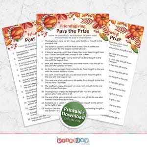 Friendsgiving Games Printable, Pass the Gift Game, Party Games, Pass ...