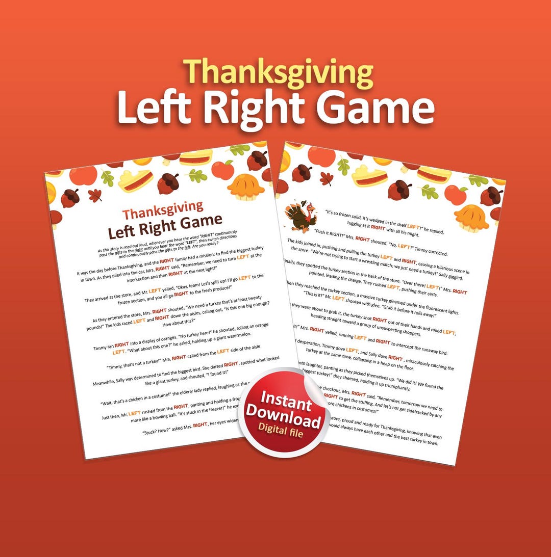 Thanksgiving Games, Left Right Game, Pass the Gift Game, Thanksgiving ...