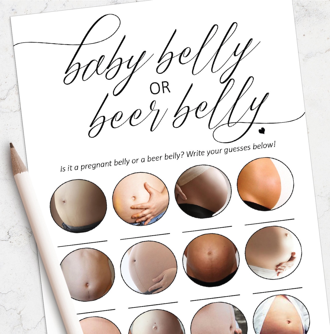 Baby Belly or Beer Belly Game, Funny Baby Shower Games, Baby Shower ...