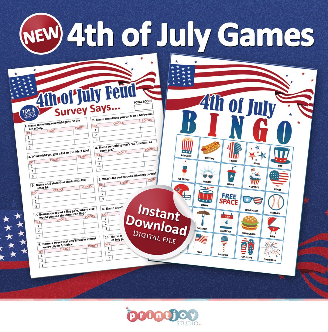 4th of July Games, 4th of July Friendly Feud, 4th of July BINGO Cards ...