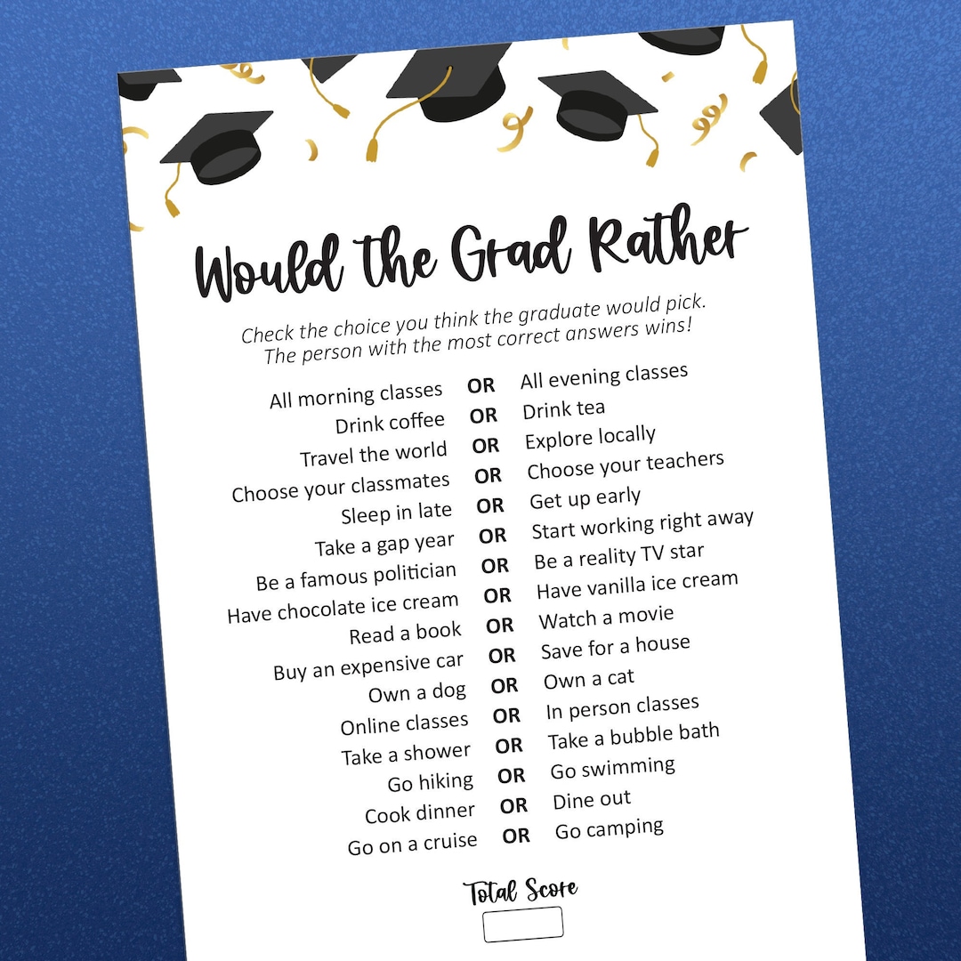 How Well Do You Know the Graduate, Graduation Game, Would You Rather ...