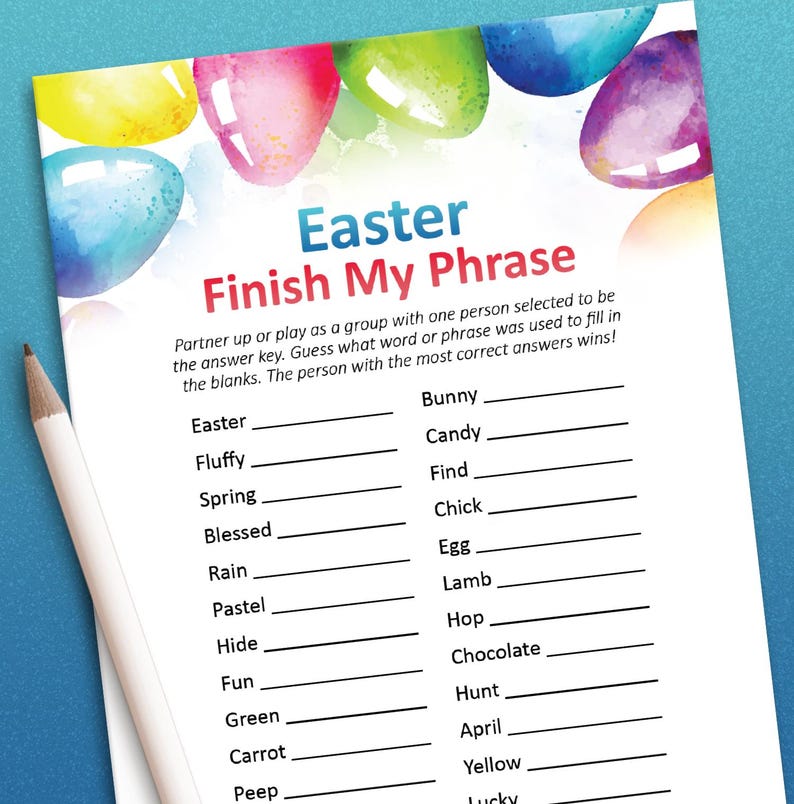 Finish My Phrase, Easter Games, Easter Printable, Finish the Phrase ...