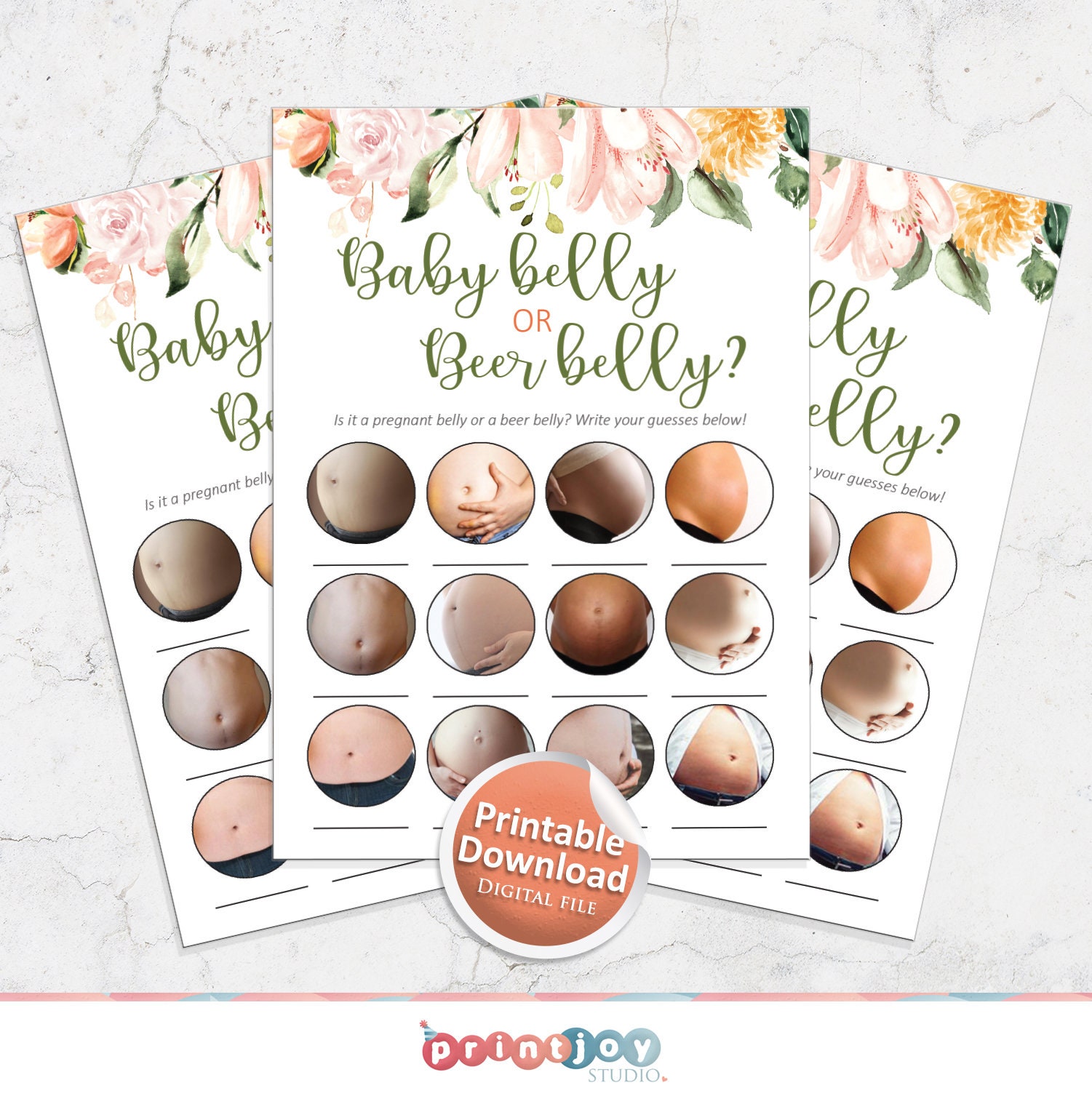 Baby Belly or Beer Belly Game, Funny Baby Shower Games, Baby Shower ...