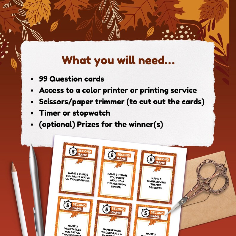 Thanksgiving 5 Second Game, Funny Thanksgiving Party Game for Adults ...