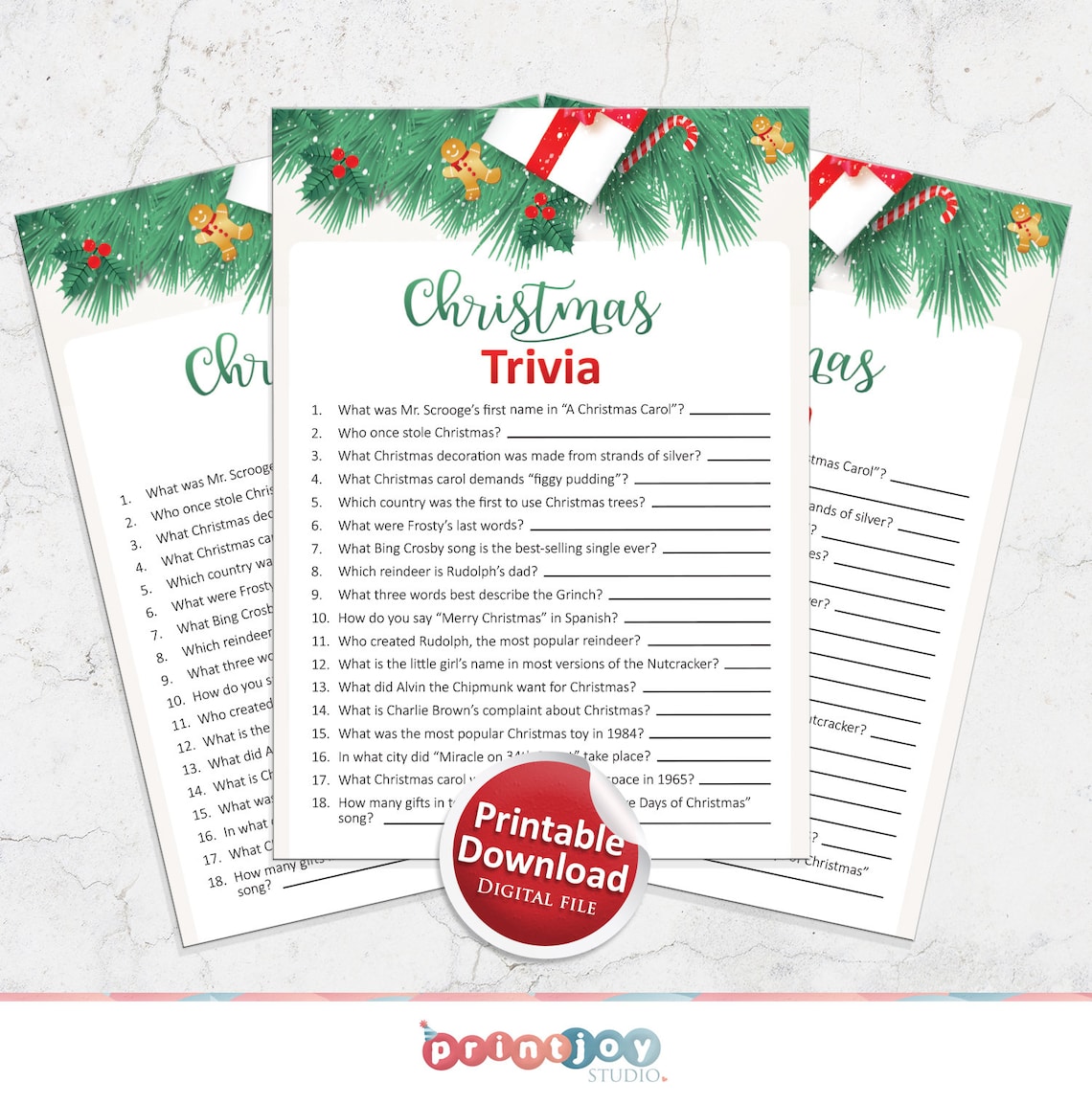 Christmas Trivia Game Christmas Games Printable Holiday - Etsy Canada