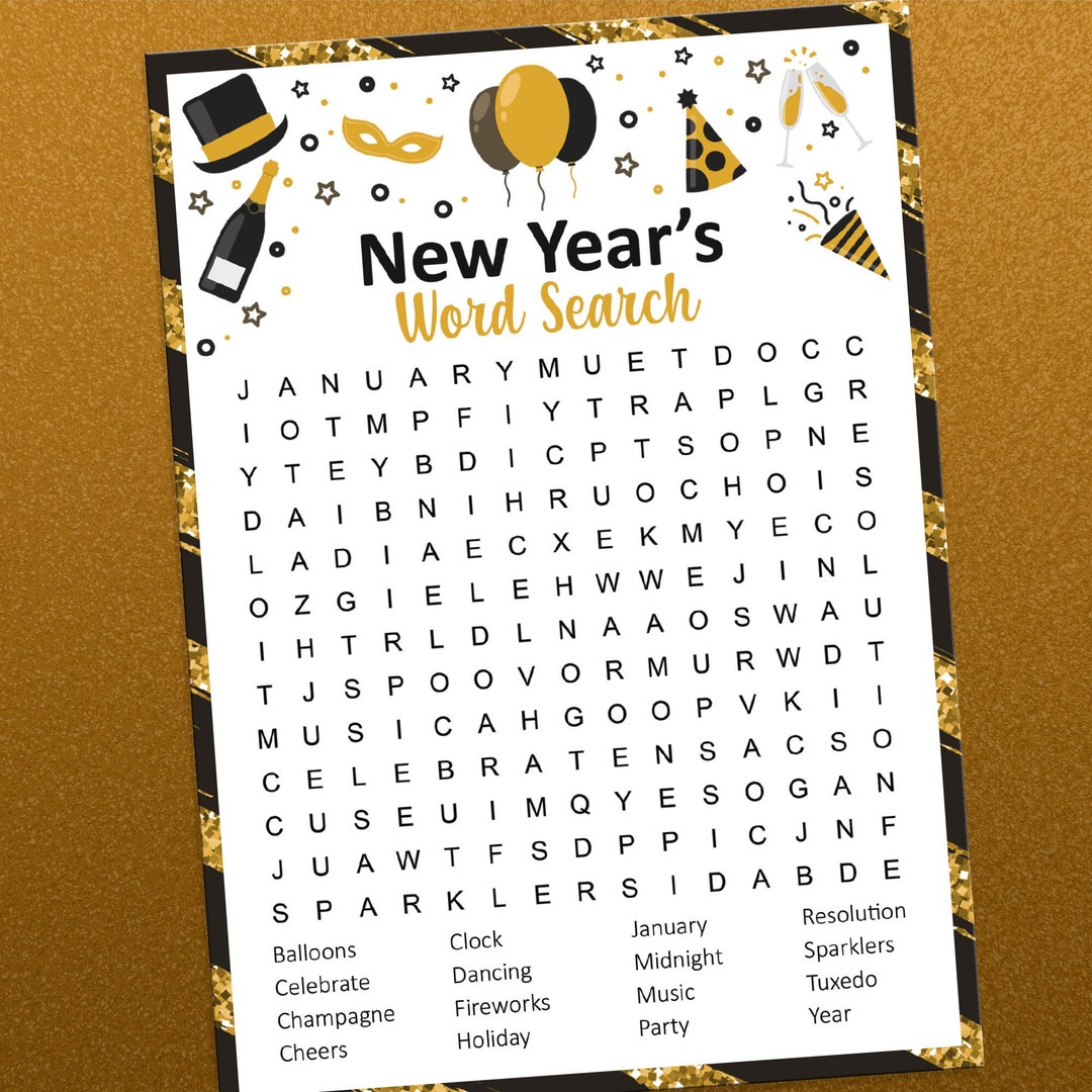 NYE Games, New Years Games, New Years Eve Games, Word Search Game for ...