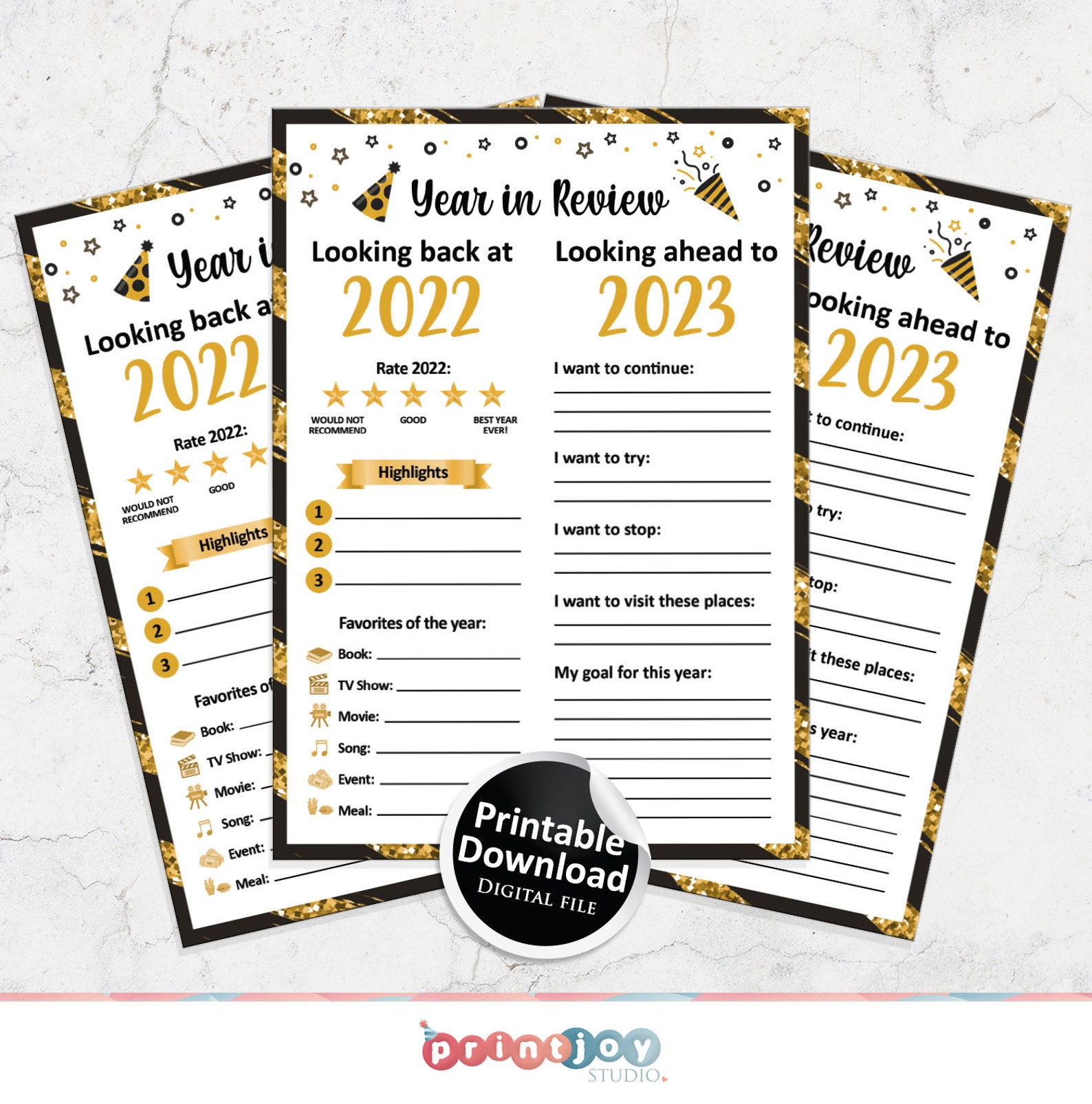 New Years Eve Games New Years Games Year in Review Game for - Etsy