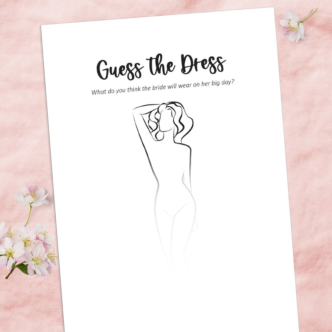 Guess the Dress Game, Printable Bridal Shower Games, Wedding Games ...