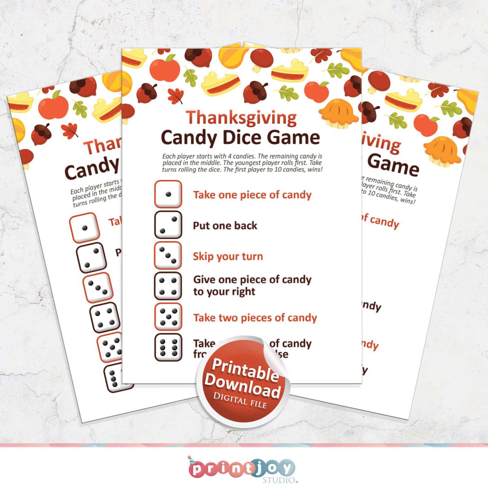 Thanksgiving Games Thanksgiving Candy Dice Game Thanksgiving - Etsy