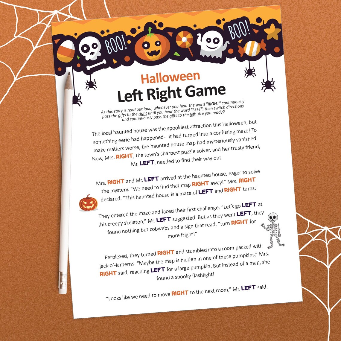 Halloween Left Right Game, Halloween Party Games Printable, Adult ...