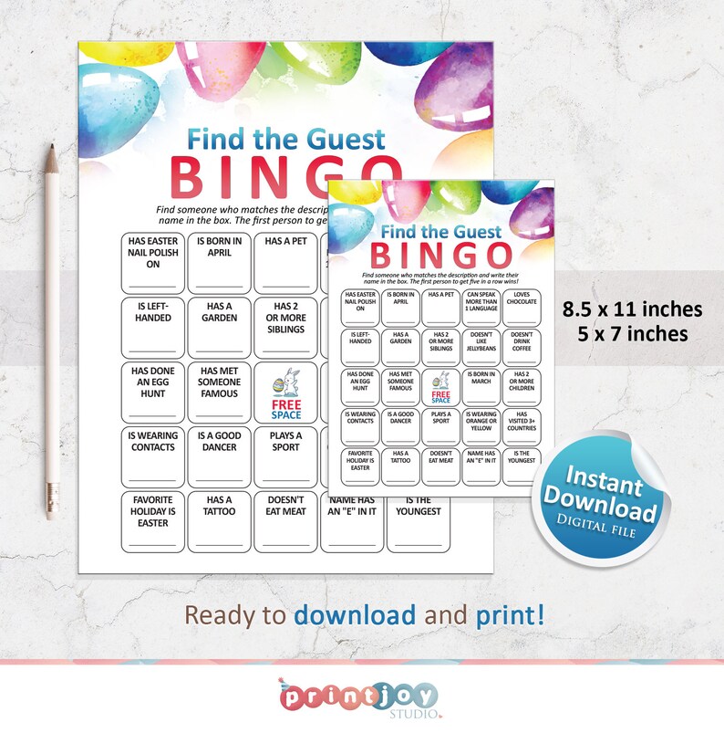 Find the Guest Bingo Printable Easter Games Find the Guest - Etsy