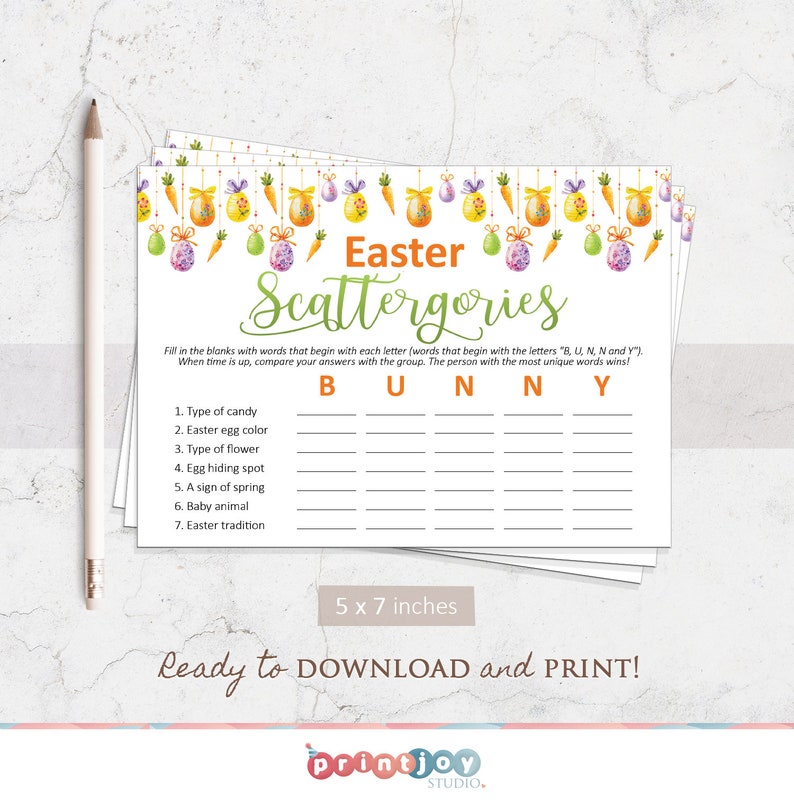 Printable Easter Scattergories Game, Easter Printables, Instant ...