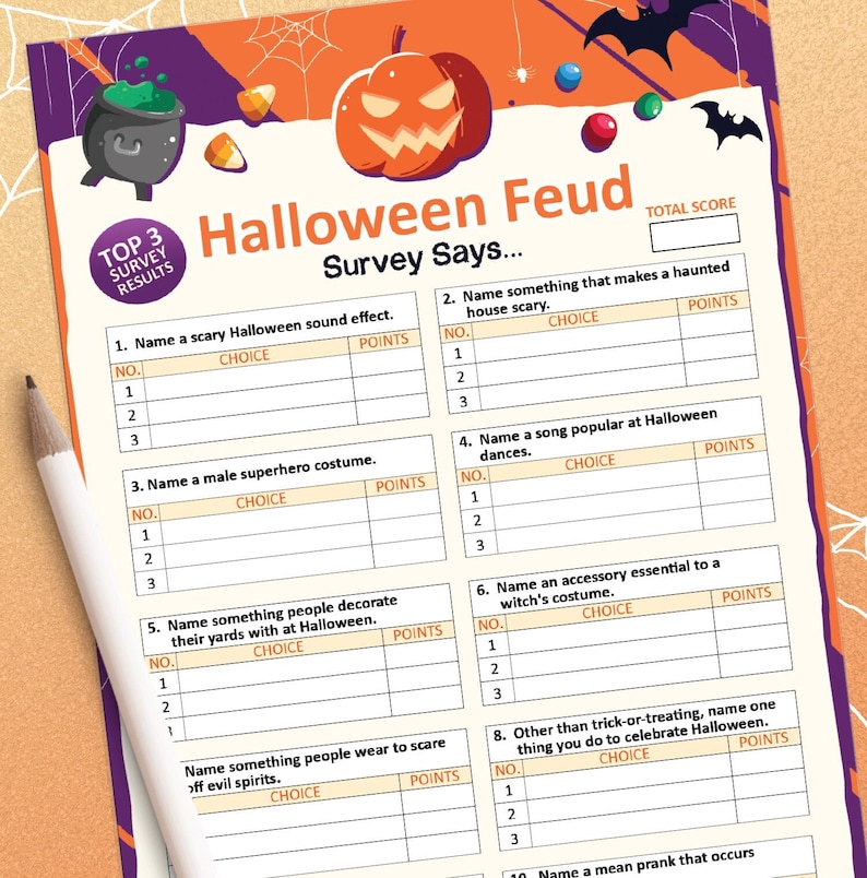 Halloween Games Halloween Family Feud Game Halloween - Etsy