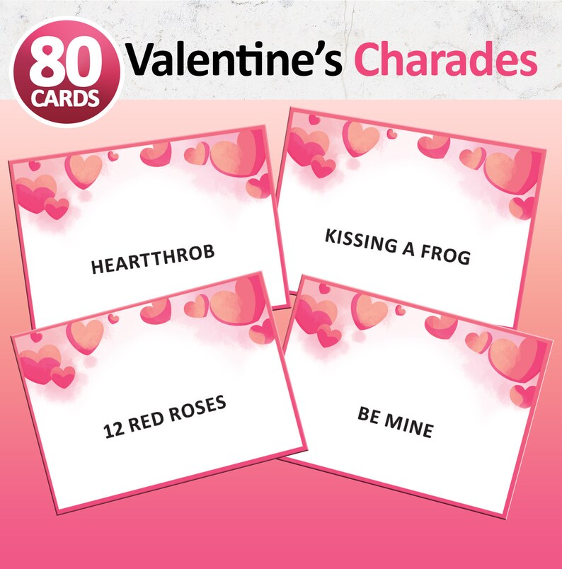 Valentine's Day Charades Game Valentines Day Games - Etsy