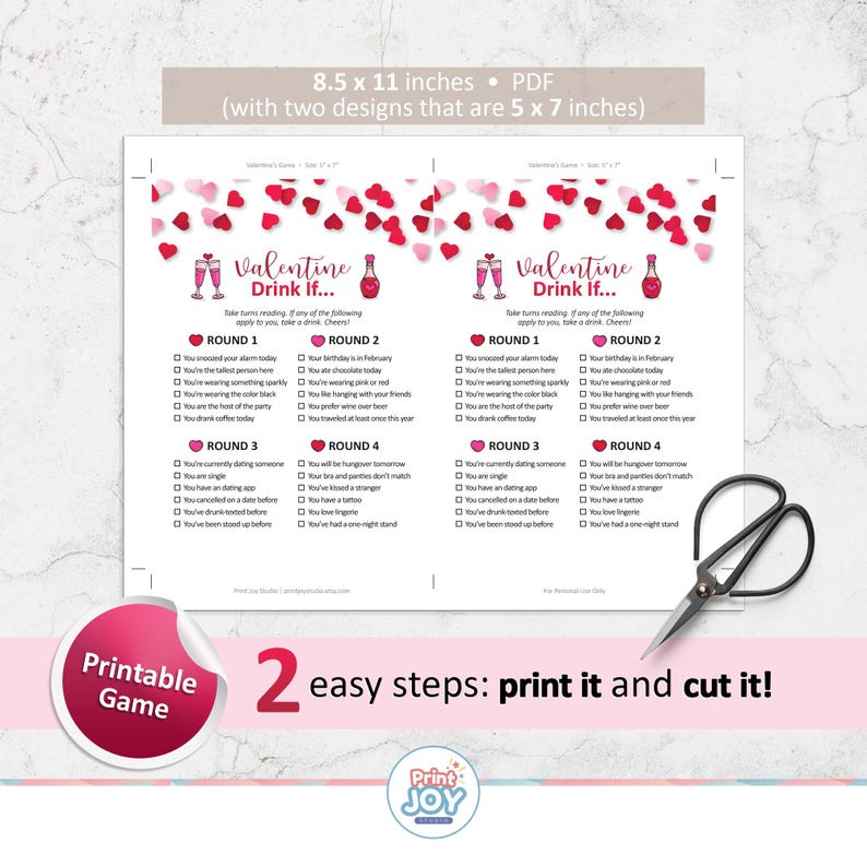 Jeu de boissons pour la Saint-Valentin – Jeu de société à imprimer pour ...