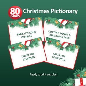 Christmas Games Printable, 80 Christmas Pictionary Cards, Christmas ...