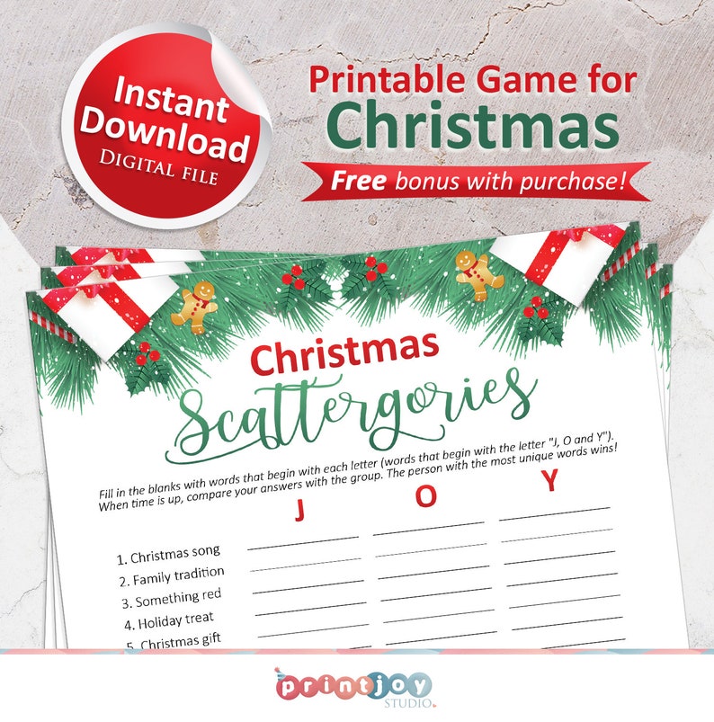 Printable Christmas Scattergories Game Holiday Party - Etsy