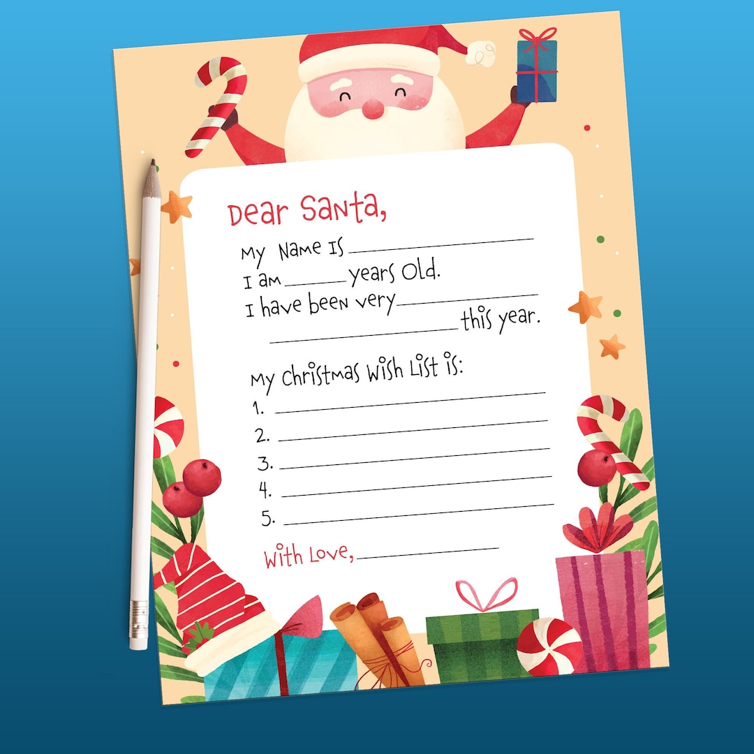 Santa Cookie and Milk Letter, Letter to Santa, Christmas Wish List ...