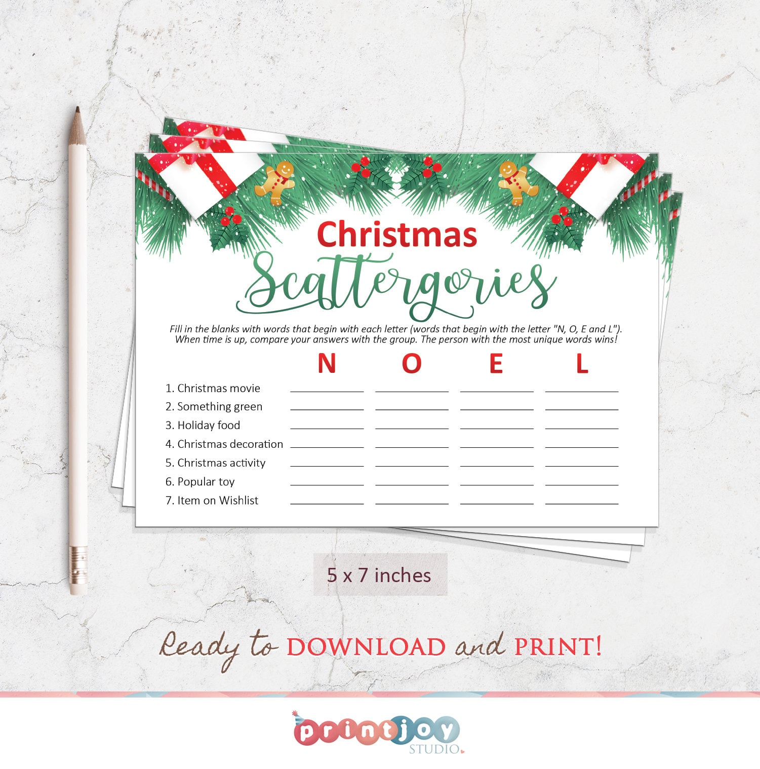 Printable Christmas Scattergories Game Holiday Party - Etsy
