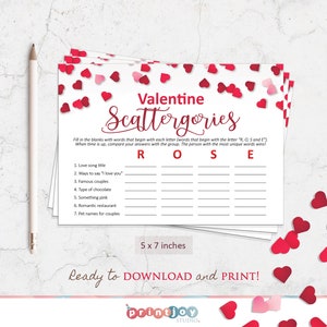 Valentine Scattergories, Valentine Party Game, Valentine Printable ...