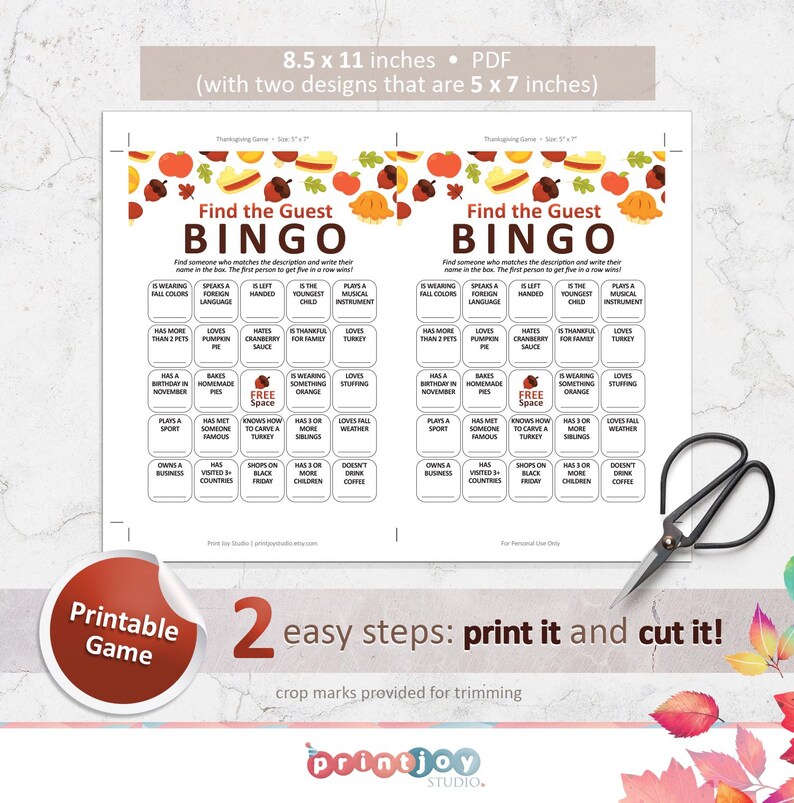 Thanksgiving Games Printable, Find the Guest Bingo, Party Games, Adult ...