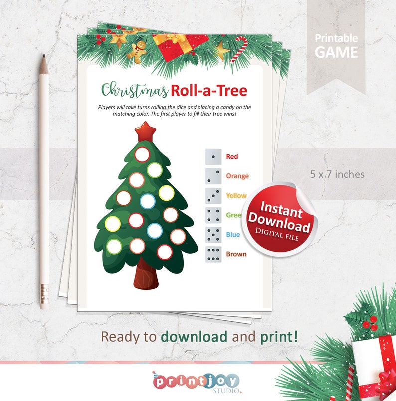 Christmas Dice Game Printable, Roll a Tree, Christmas Dice Games ...