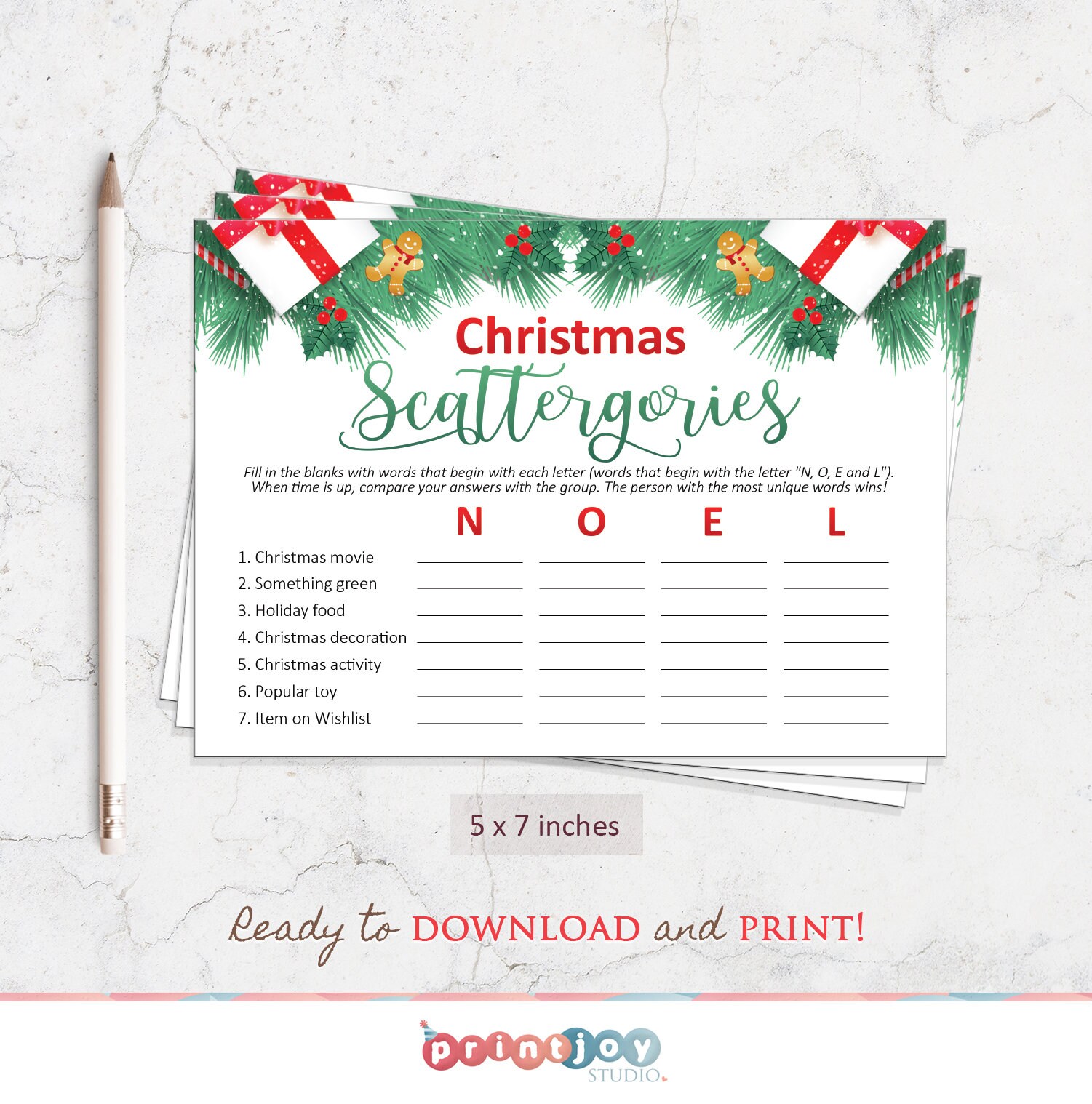 Printable Christmas Scattergories Bundle Christmas Games - Etsy