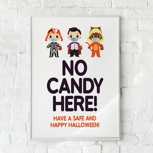 Printable Halloween Sign, No Candy Here Sign, Halloween Door Sign ...