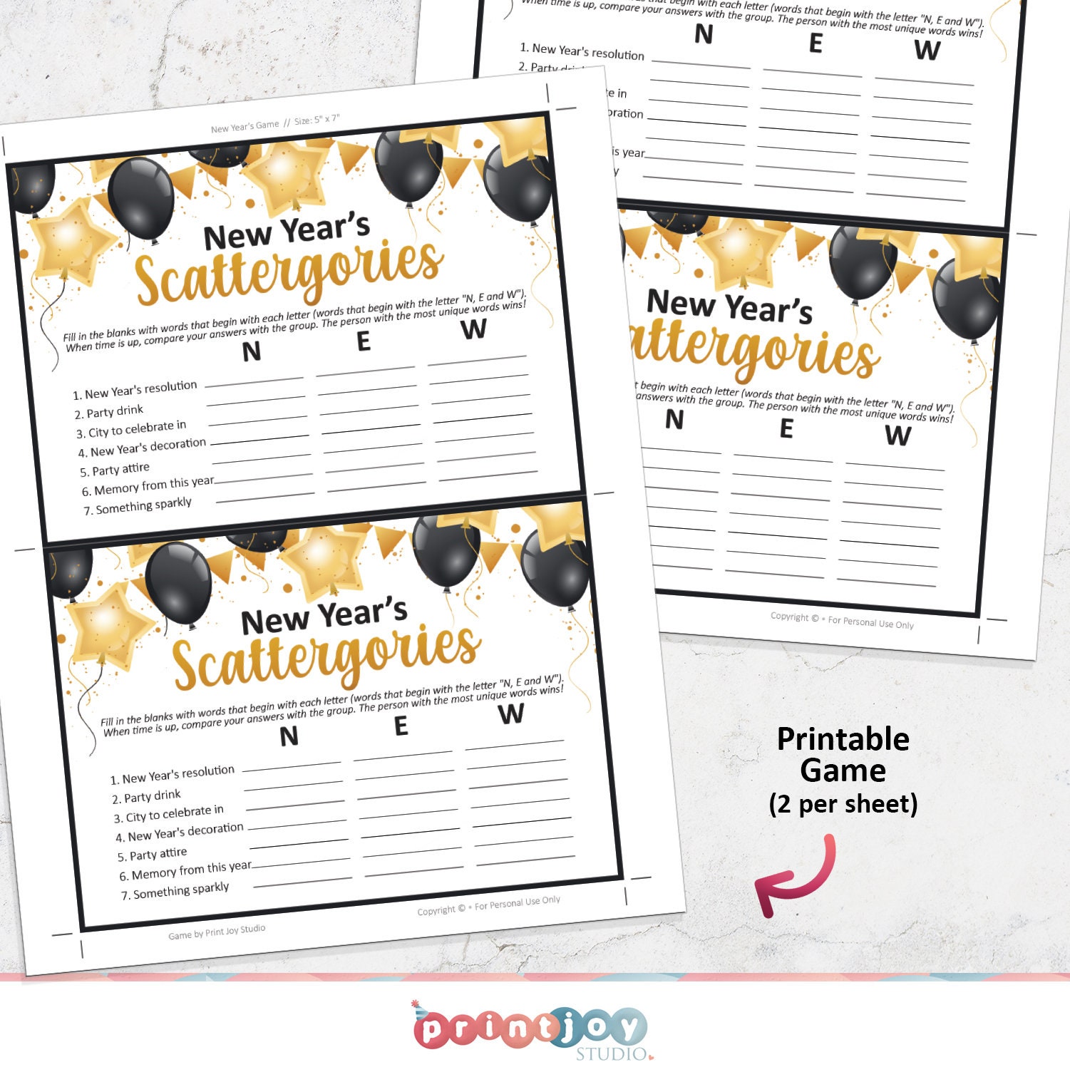 New Years Eve Games Scattergories Game for New Years Party - Etsy