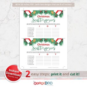 Printable Christmas Scattergories Game, Holiday Party, Christmas Party ...