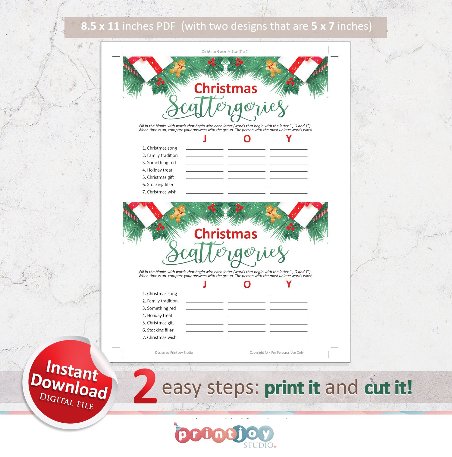 Printable Christmas Scattergories Game, Holiday Party, Christmas Party ...