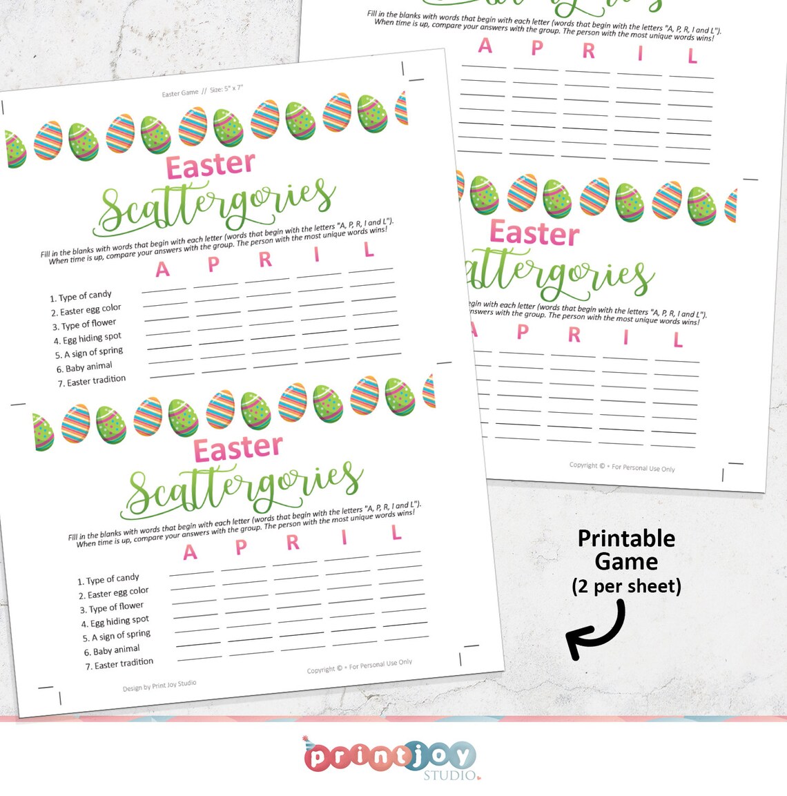 Printable Easter Scattergories Game, Easter Printables, Instant ...