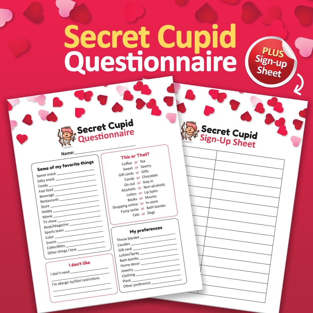Secret Cupid Game – Printable Valentines Day Party Game, Fun Valentine ...