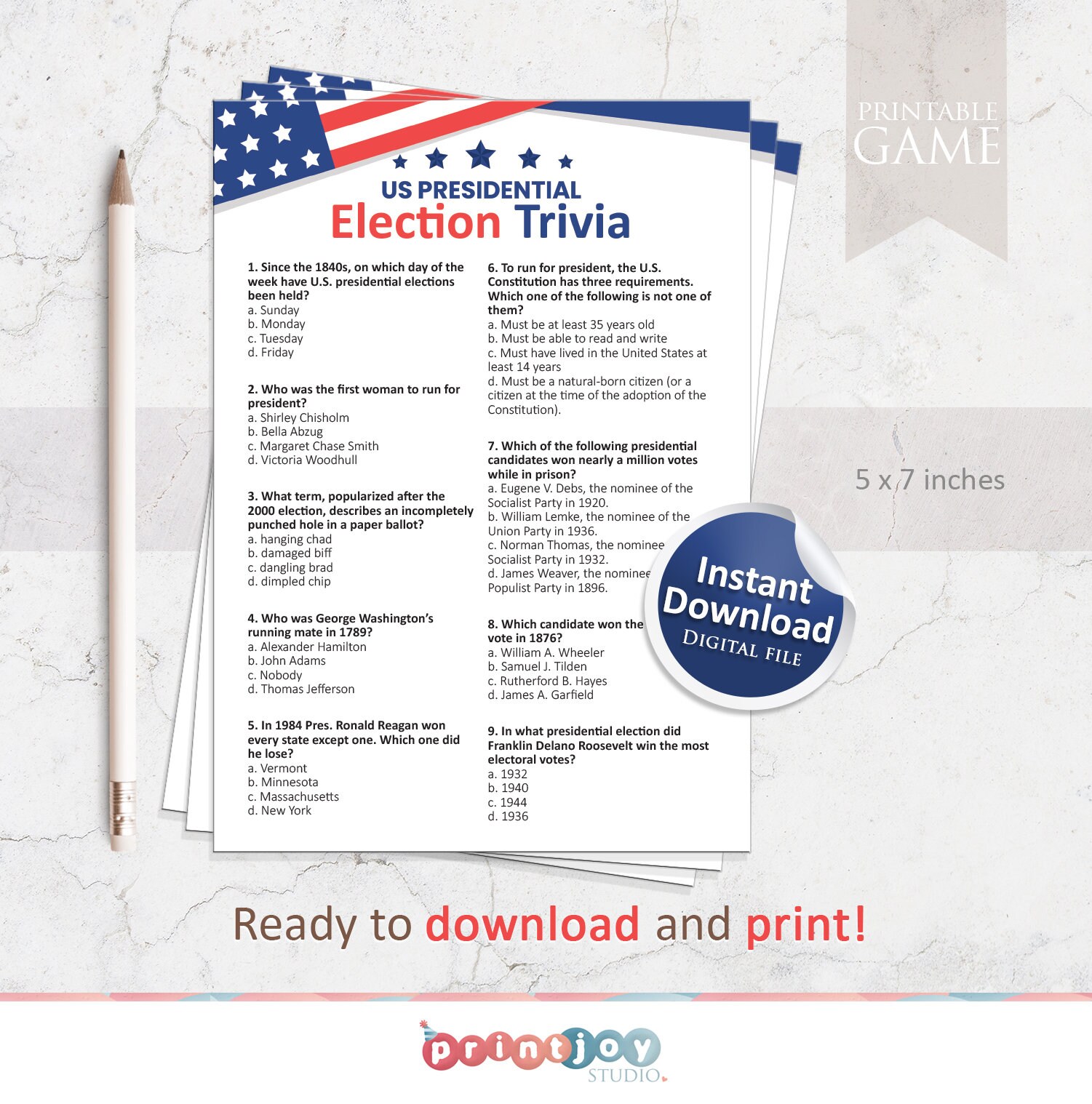 Election Trivia game election party games election night | Etsy