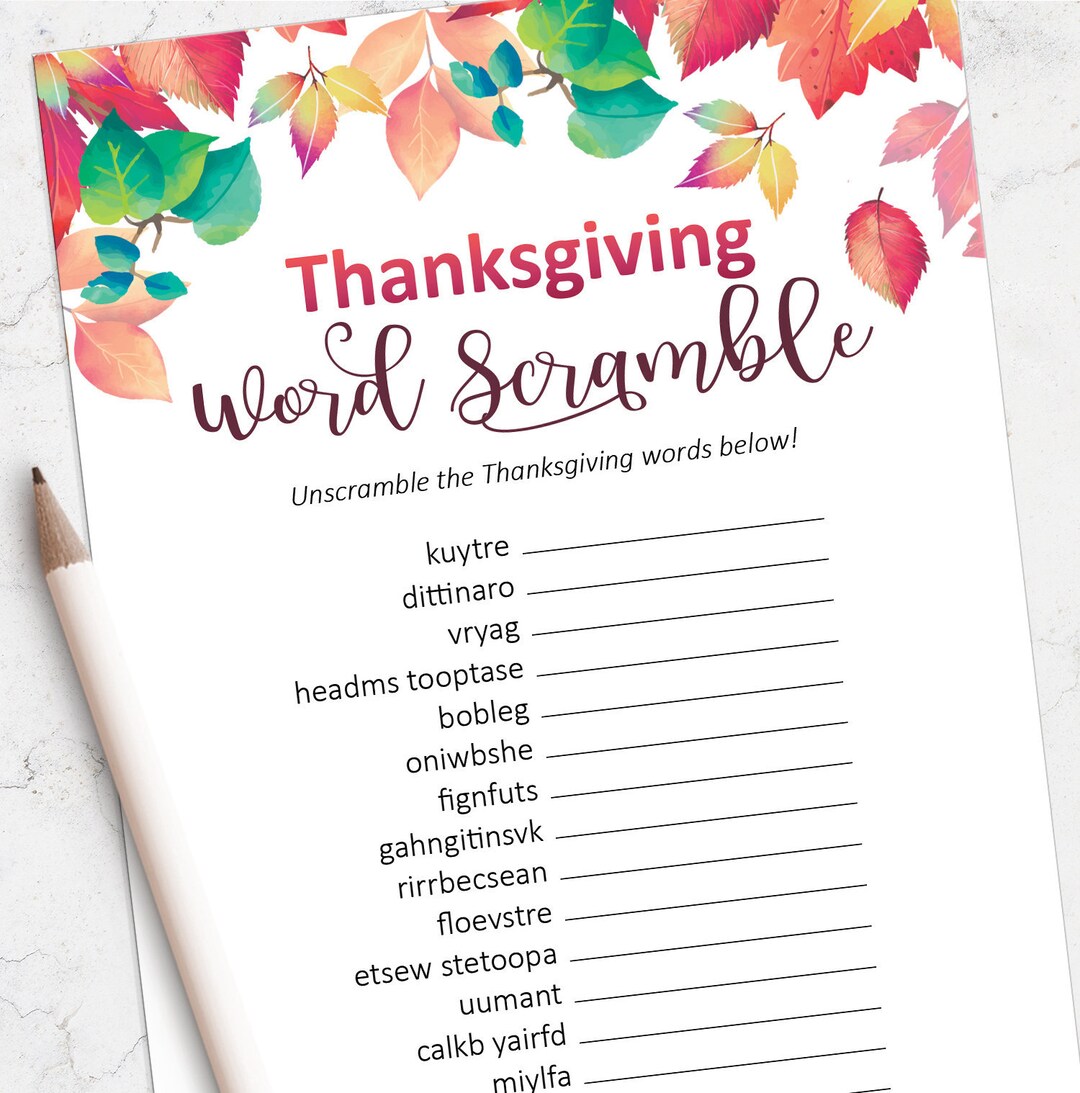 Printable Thanksgiving Games, Word Scramble, Thanksgiving Printables ...