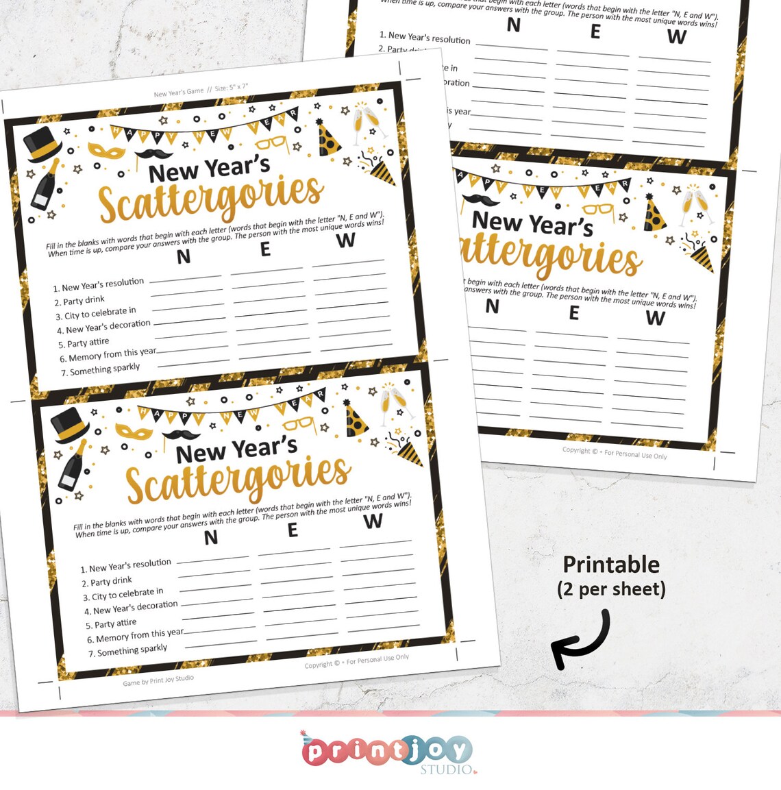 NYE Games, Scattergories Game, New Years Eve Games, New Years Party ...