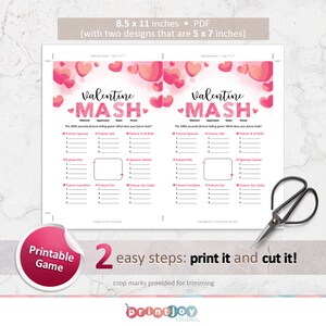 Valentines Day Games, MASH Game, Printable Valentines Games, Galentines ...