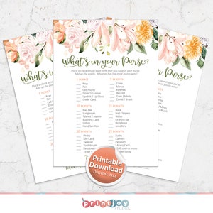 Baby Shower Games Printable What's in Your Purse Game | Etsy