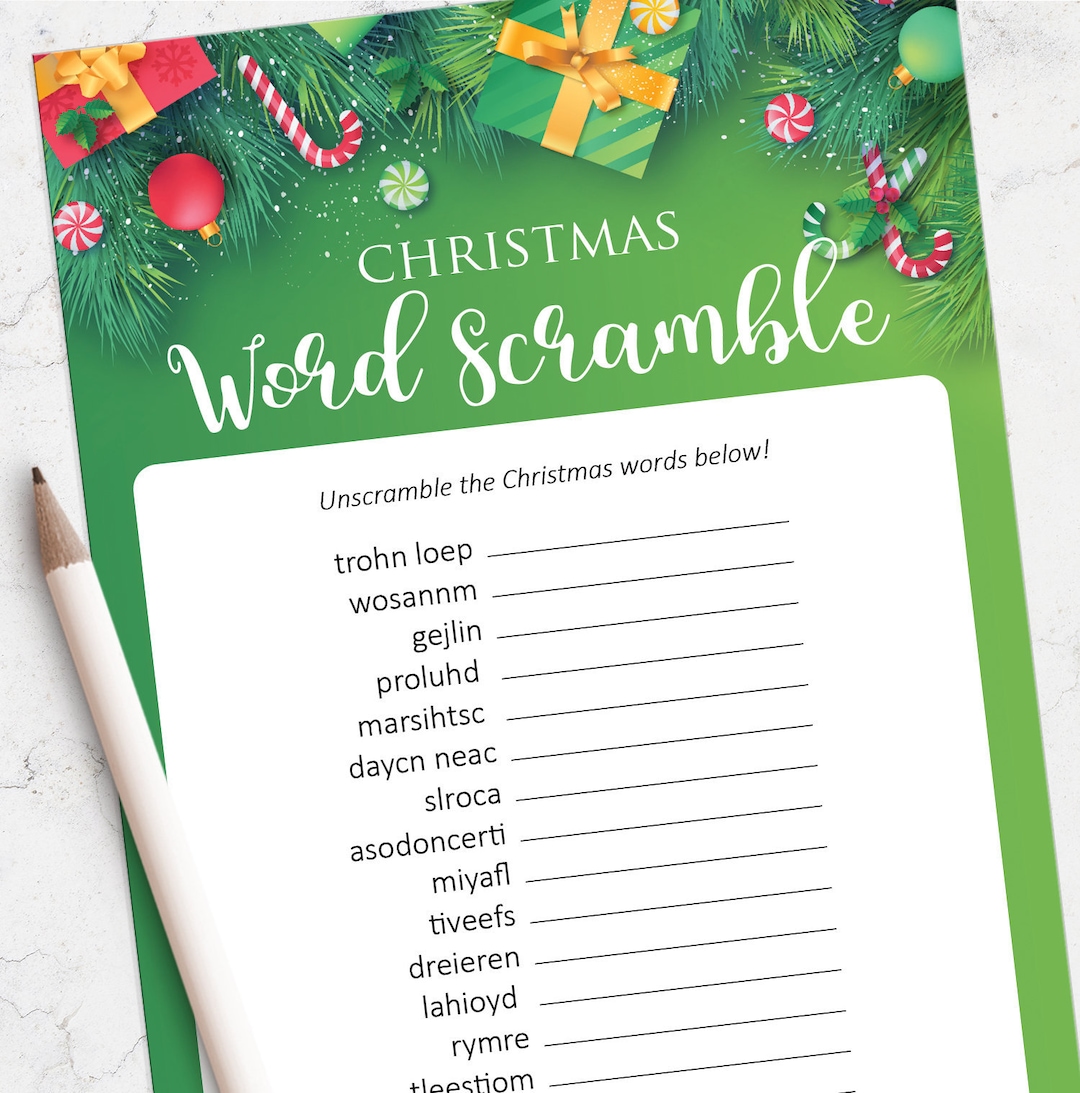Printable Christmas Word Scramble Game, Holiday Party Games, Christmas ...
