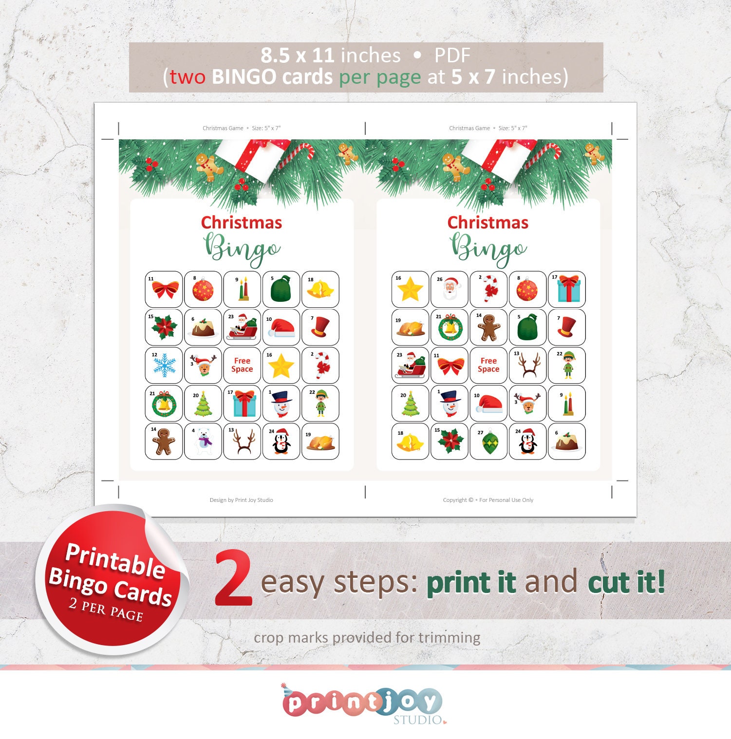 Printable Christmas Bingo Holiday Bingo Game for Christmas - Etsy